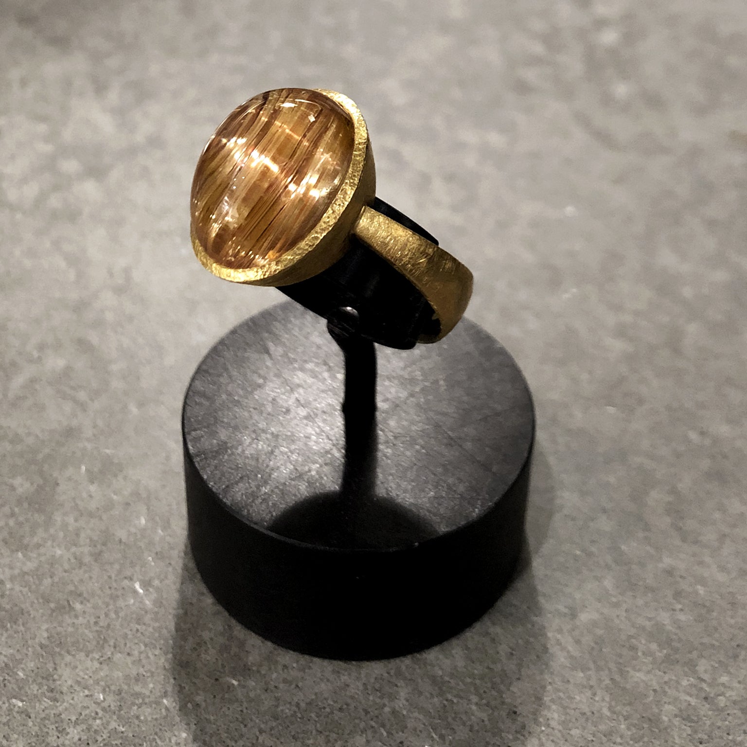 Devta Doolan Rare Cat's-Eye Golden Rutilated Quartz One of a Kind Gold Ring