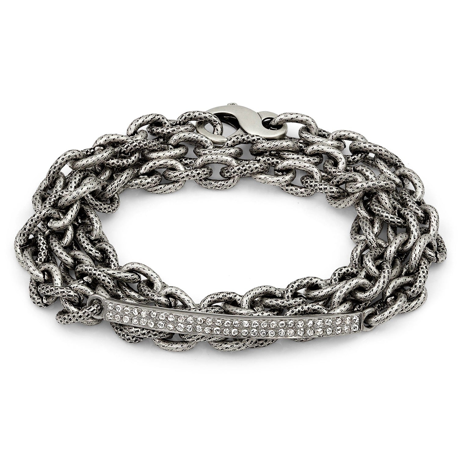 Liza Beth Two Row Diamond Curved Bar Triple Wrap Bracelet