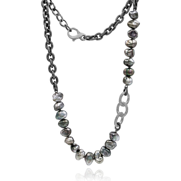 Liza Beth Tahitian Keshi Pearl Triple Diamond Link One of a Kind Chain ...