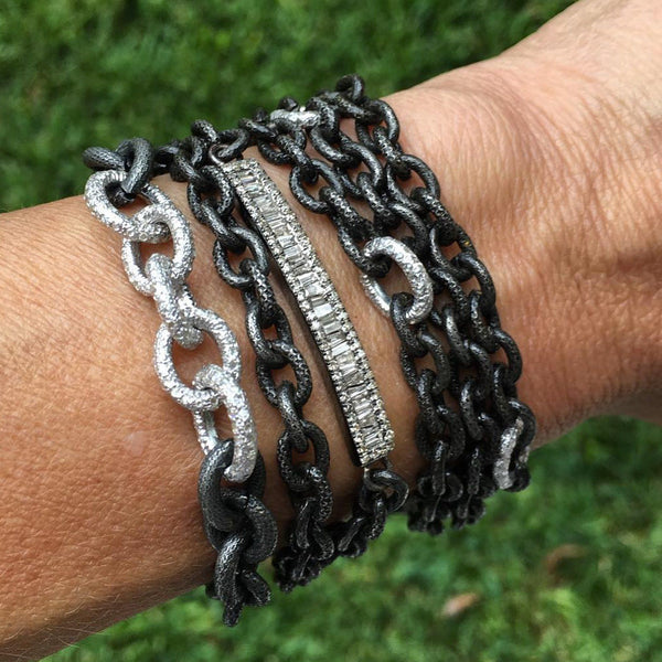 Liza Beth Vertical Tapered Baguette Diamond Double Wrap Bracelet