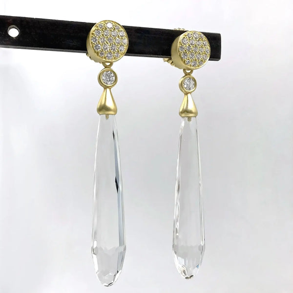 Susan Sadler White Diamond Studs with Detachable Rock Crystal Drop Ear