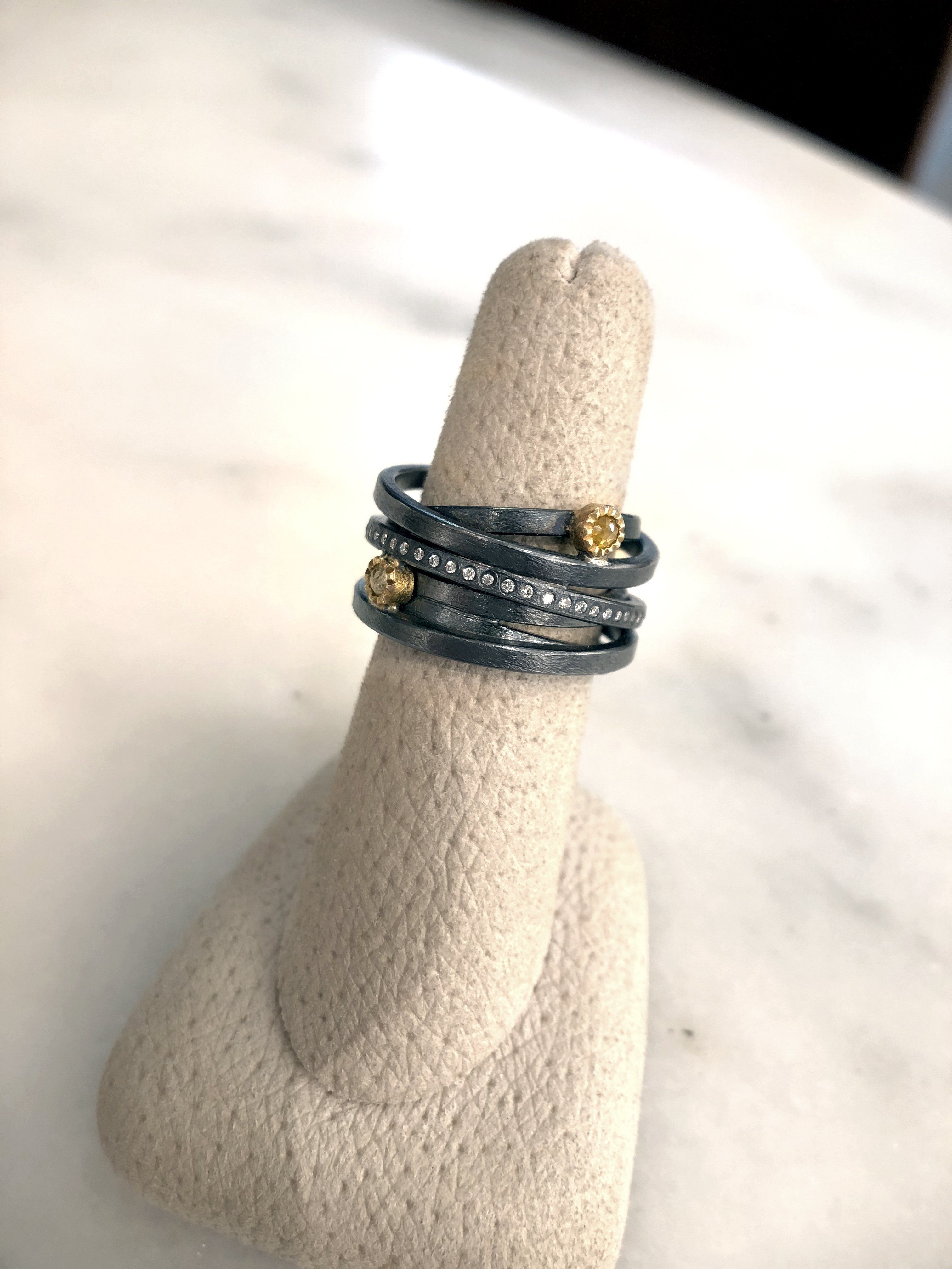 Todd Reed Brilliant Cut White and Natural Diamond Wrap Band Ring